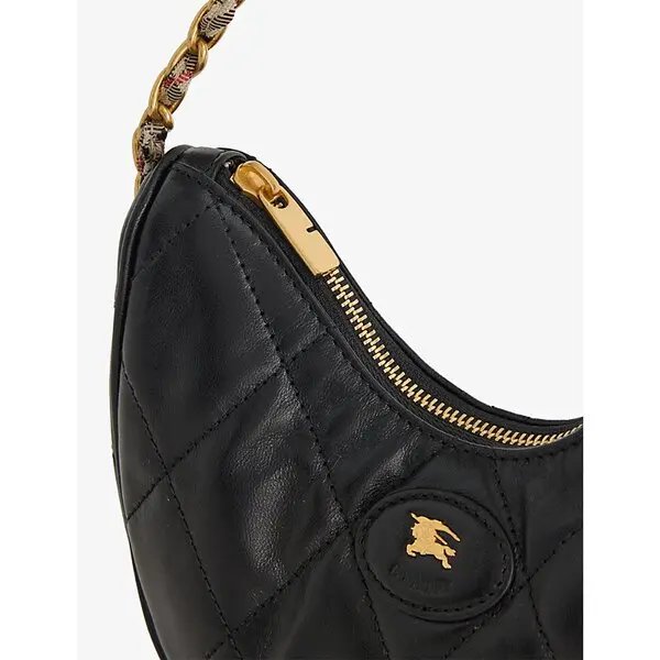Burberry Horseshoe Chain Leather Shoulder Bag - Black