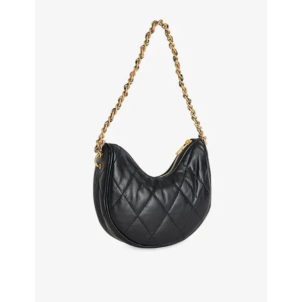 Burberry Horseshoe Chain Leather Shoulder Bag - Black