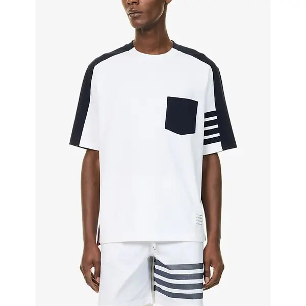 Thom Browne Contrast-panel Oversized Cotton T-shirt