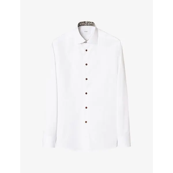 Eton Paisley Signature Twill Contemporary-fit Cotton Shirt - White