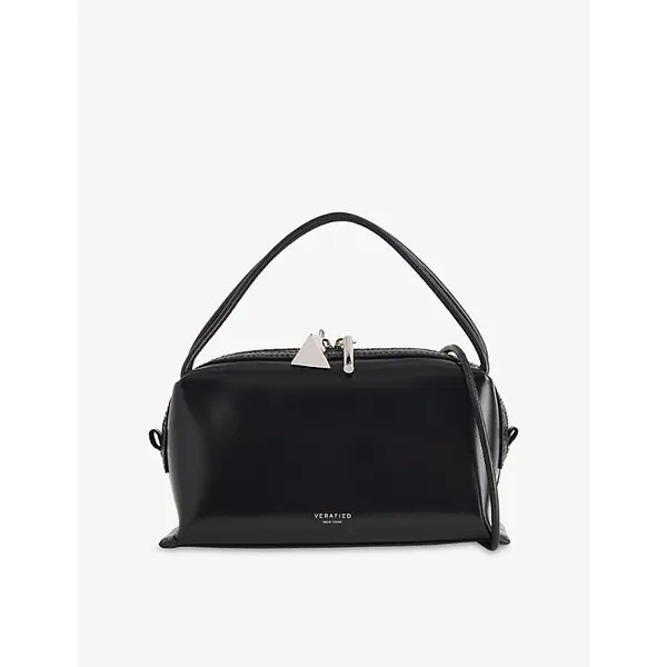VERAFIED Café Mini Leather Top-handle Bag - Black Lizard