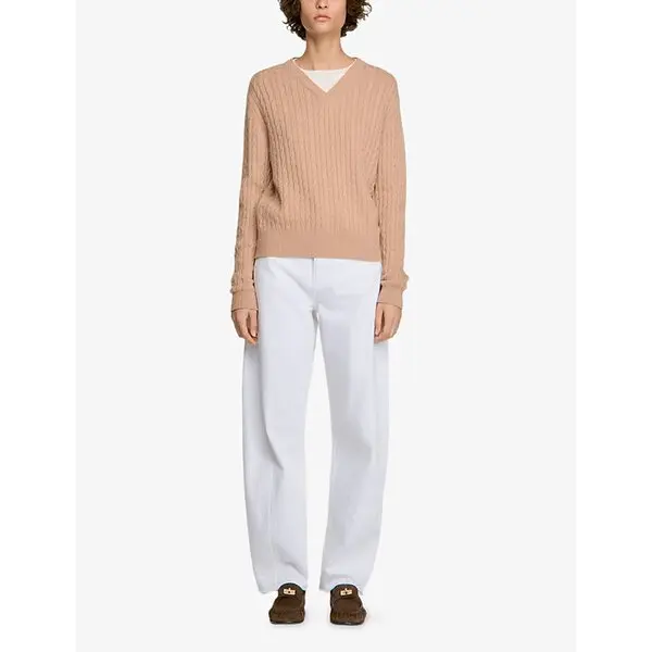 Sandro Two-in-one Cable-knit Wool And Cashmere-blend Jumper