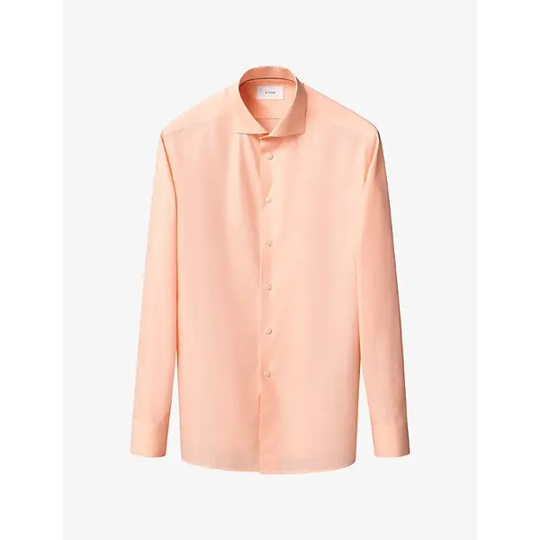 Eton Spread-collar Contemporary-fit Cotton-poplin Shirt - Orange