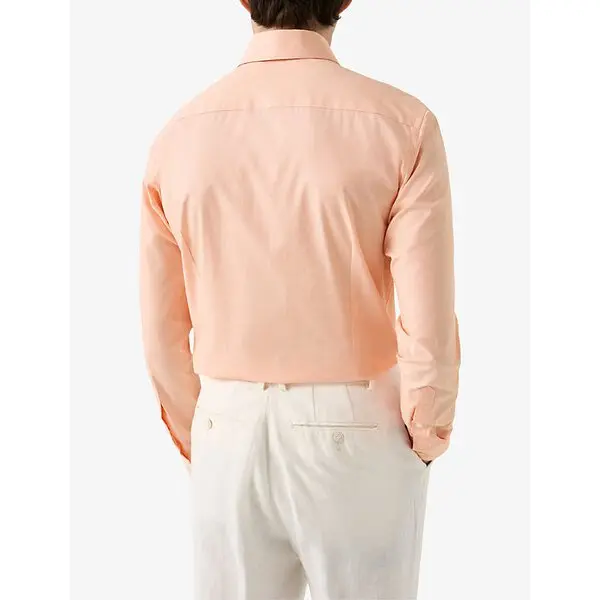 Eton Spread-collar Contemporary-fit Cotton-poplin Shirt - Orange
