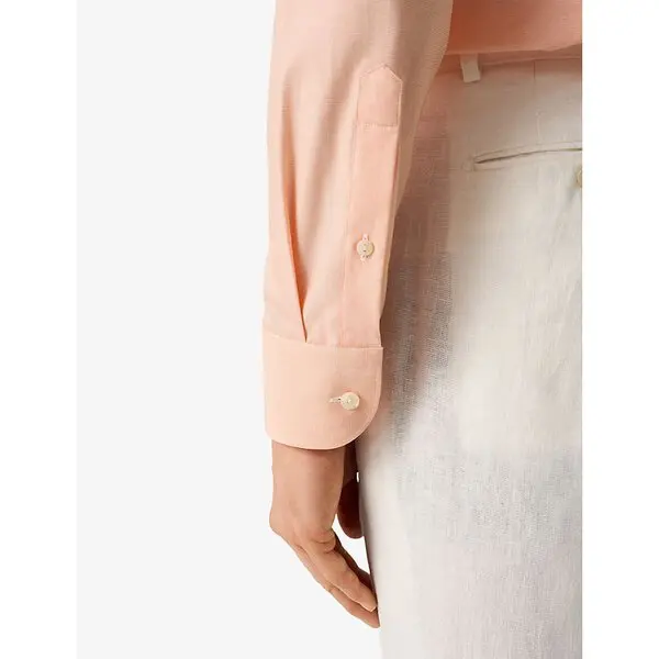Eton Spread-collar Contemporary-fit Cotton-poplin Shirt - Orange