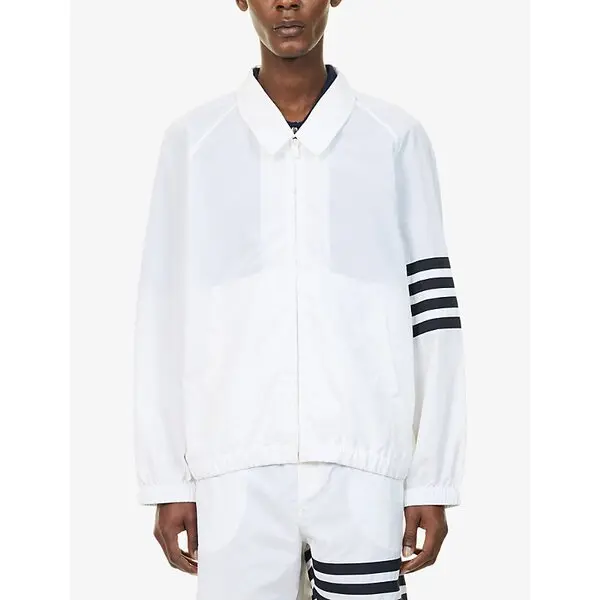 Thom Browne Brand-stripe Relaxed-fit Soft-shell Jacket