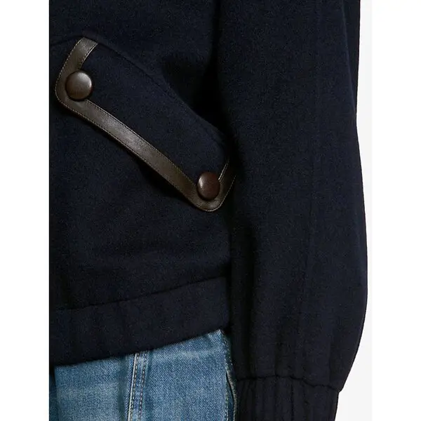 Sandro Hooded Leather-trim Double-faced Wool Coat