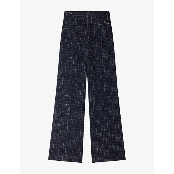 Sandro High-rise Wide-leg Tweed Trousers