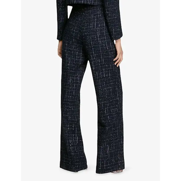 Sandro High-rise Wide-leg Tweed Trousers