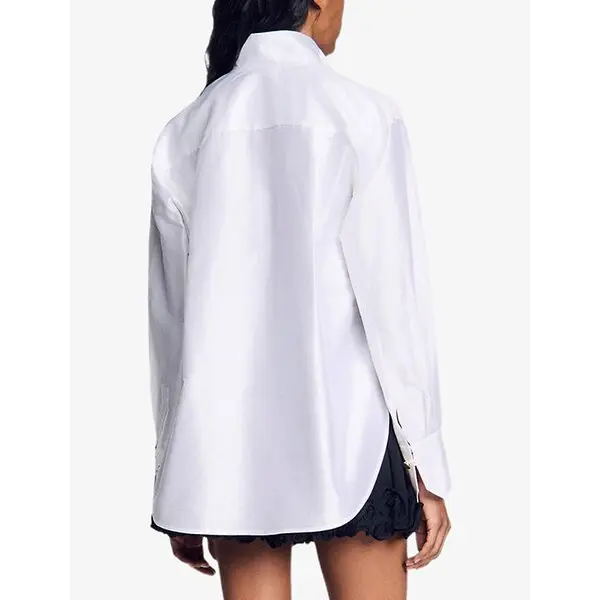 Sandro Oversized Pointed-lapel Silk Shirt