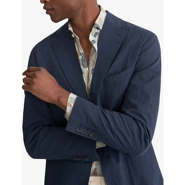 Eton Geometric-print Casual-fit Linen Shirt