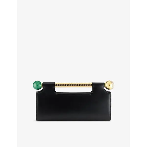 BVLGARI Tubogas Spheres Leather Clutch - Black
