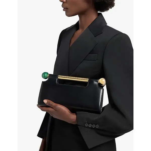BVLGARI Tubogas Spheres Leather Clutch - Black