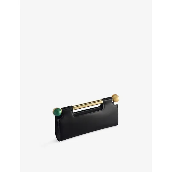 BVLGARI Tubogas Spheres Leather Clutch - Black