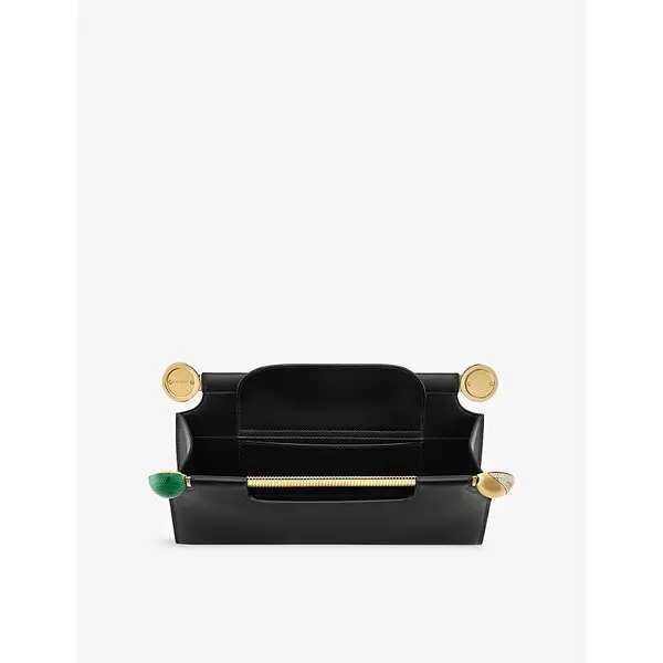 BVLGARI Tubogas Spheres Leather Clutch - Black