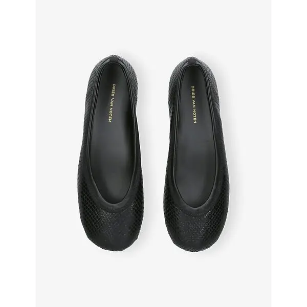 Dries Van Noten Snake-print Leather Ballet Flats