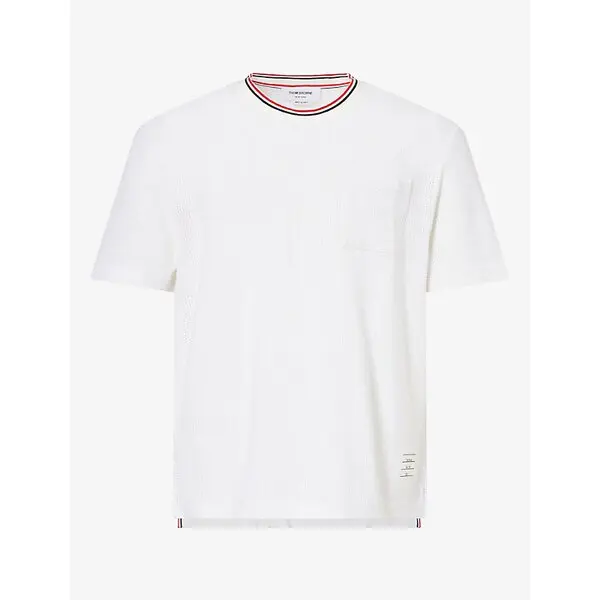 Thom Browne Textured Cotton-blend T-shirt - White
