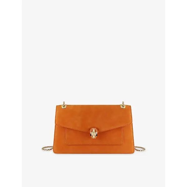 BVLGARI Serpenti Suede Shoulder Bag - Orange