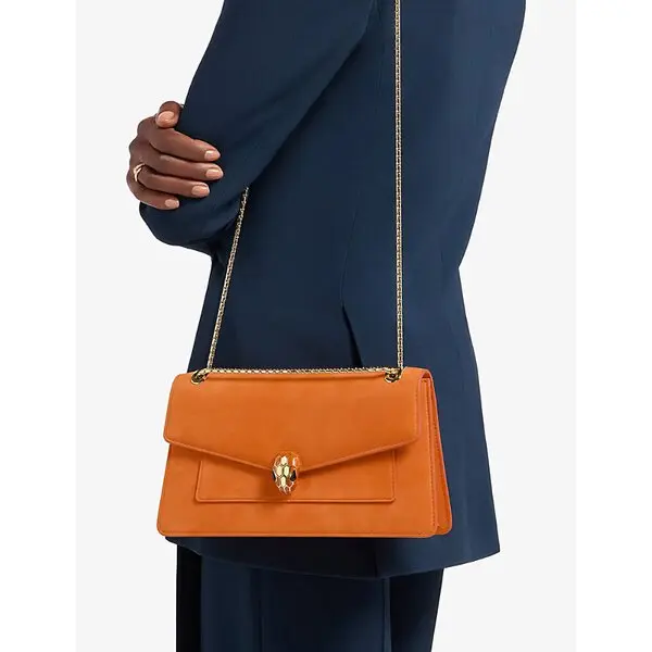 BVLGARI Serpenti Suede Shoulder Bag