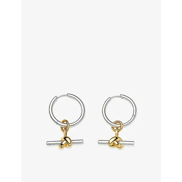 MISSOMA Lucy Williams Knot T Bar Charm 18ct Gold And Silver Plated Brass Hoop Earrings - Mixed