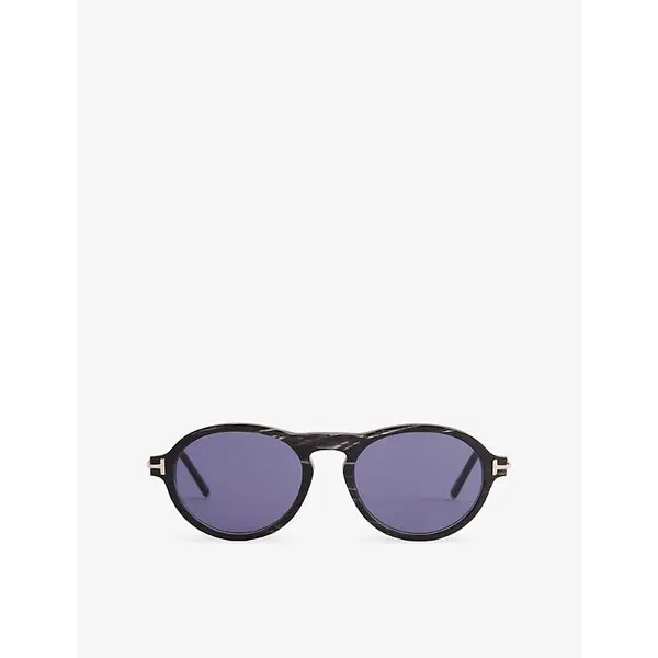 TOM FORD Ft1374 Round-frame Horn And Acetate Sunglasses - Black