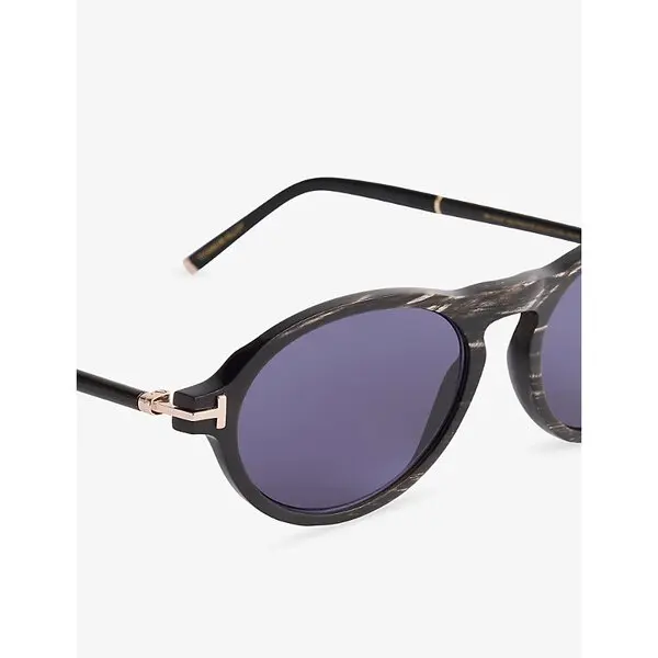 TOM FORD Ft1374 Round-frame Horn And Acetate Sunglasses