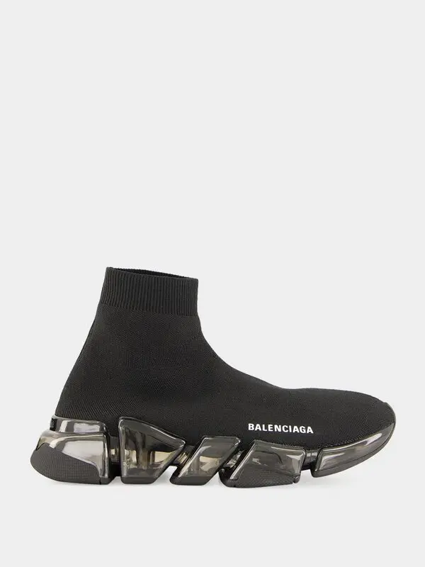 Balenciaga Speed 2.0 Full Clear Sole Recycled Knit Sneaker - Black
