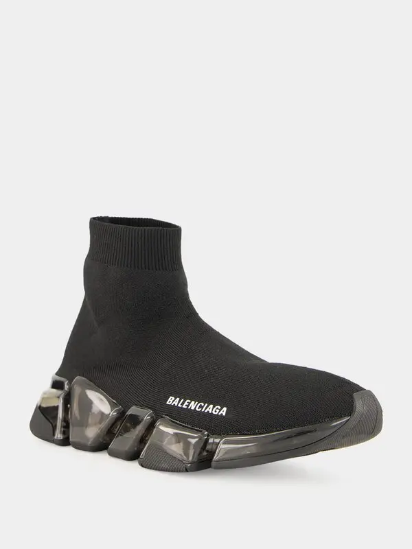 Balenciaga Speed 2.0 Full Clear Sole Recycled Knit Sneaker - Black
