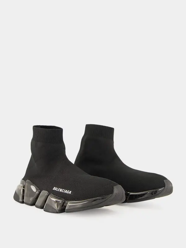 Balenciaga Speed 2.0 Full Clear Sole Recycled Knit Sneaker - Black