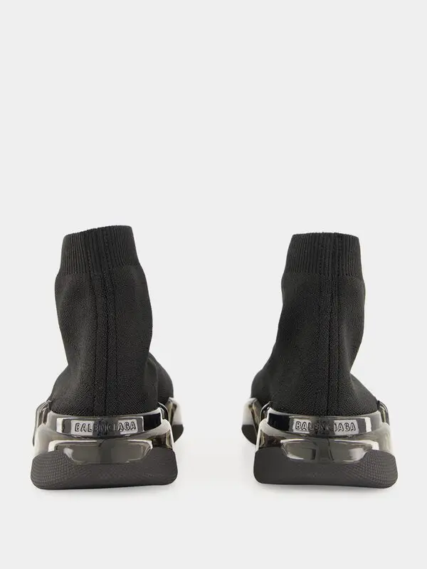 Balenciaga Speed 2.0 Full Clear Sole Recycled Knit Sneaker - Black