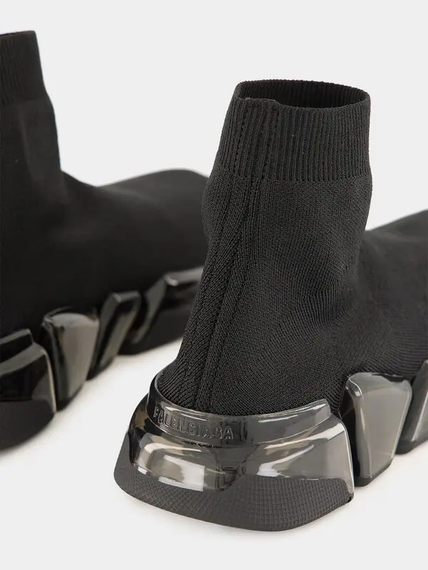 Balenciaga Speed 2.0 Full Clear Sole Recycled Knit Sneaker - Black