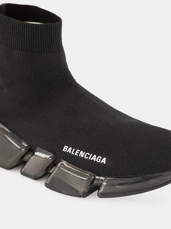 Balenciaga Speed 2.0 Full Clear Sole Recycled Knit Sneaker - Black