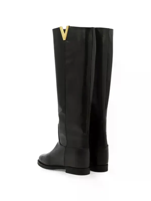 VIA ROMA 15 V-logo Knee-high Leather Boots