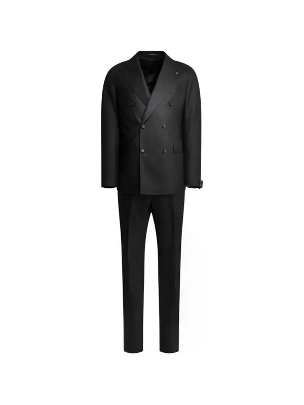Tagliatore Double-breasted Virgin Wool Suit - Black