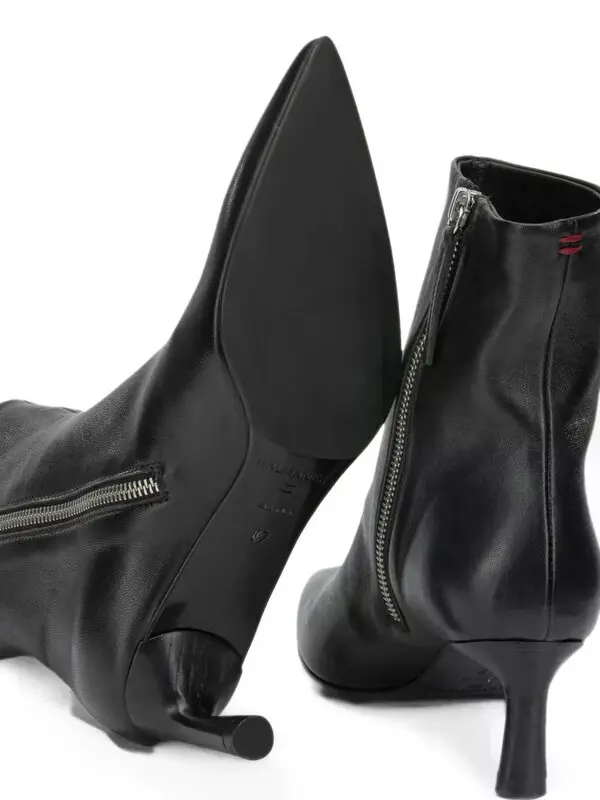HALMANERA Pointed-toe Leather Ankle Boots