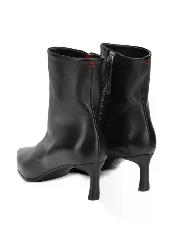 HALMANERA Pointed-toe Leather Ankle Boots - Black