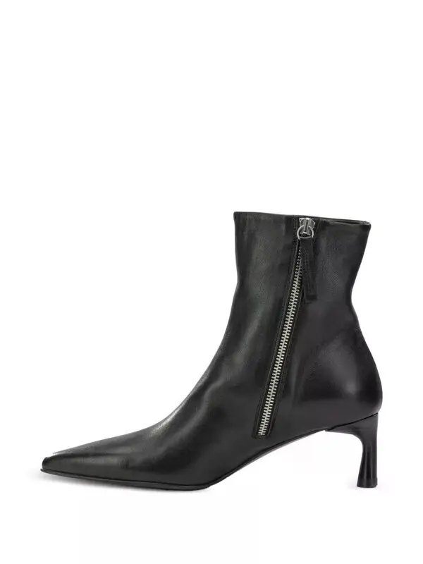 HALMANERA Pointed-toe Leather Ankle Boots - Black