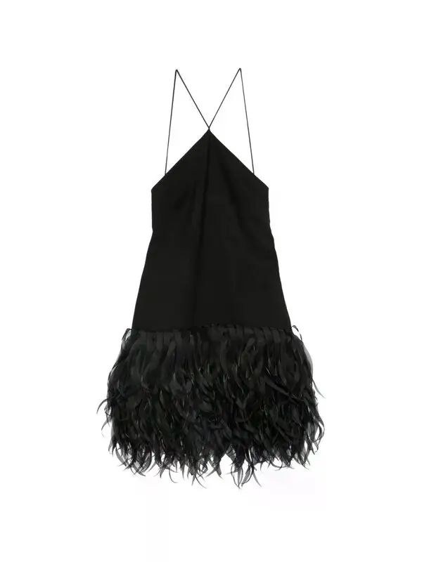 Viktor & Rolf Feather-hem Halterneck Mini Dress