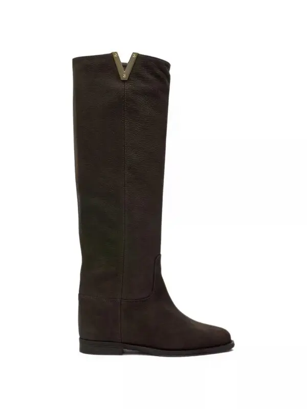 VIA ROMA 15 Logo-plaque Leather Boots - Brown
