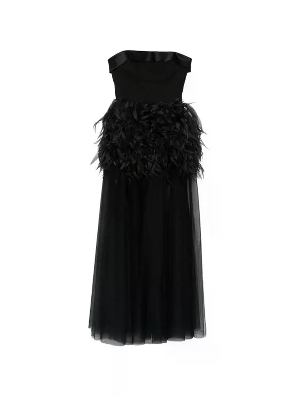 Viktor & Rolf Feather-trim Strapless Maxi Dress