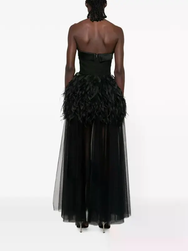 Viktor & Rolf Feather-trim Strapless Maxi Dress