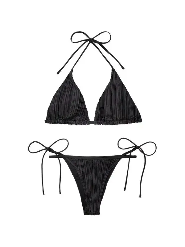 ELEGANCIA Coco Pleated Triangle Bikini - Black