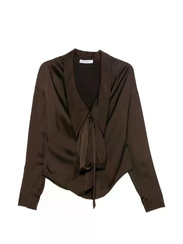 Viktor & Rolf Silk Satin V-neck Blouse With Pussy-bow