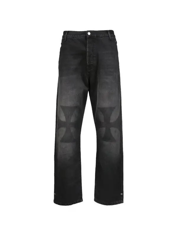 ASKYURSELF Cross-patch Distressed Jeans - Black
