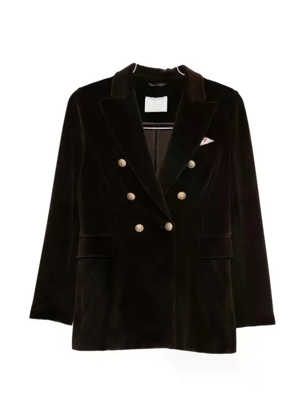 CIRCOLO 1901 Double-breasted Velvet Jacket - Brown