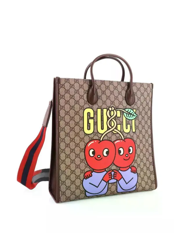 Gucci Interlocking G Patch Convertible Printed Gg Coated Canvas Large Tote Bag