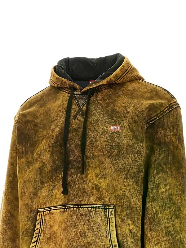 DIESEL® Acid-wash Logo-patch Hoodie - Yellow