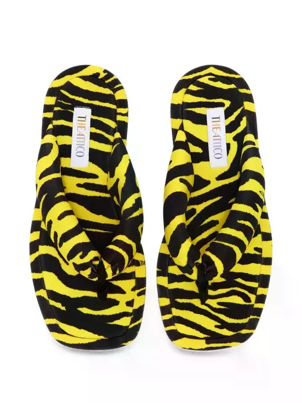 Attico Indie Zebra Print Flat Thong Sandals
