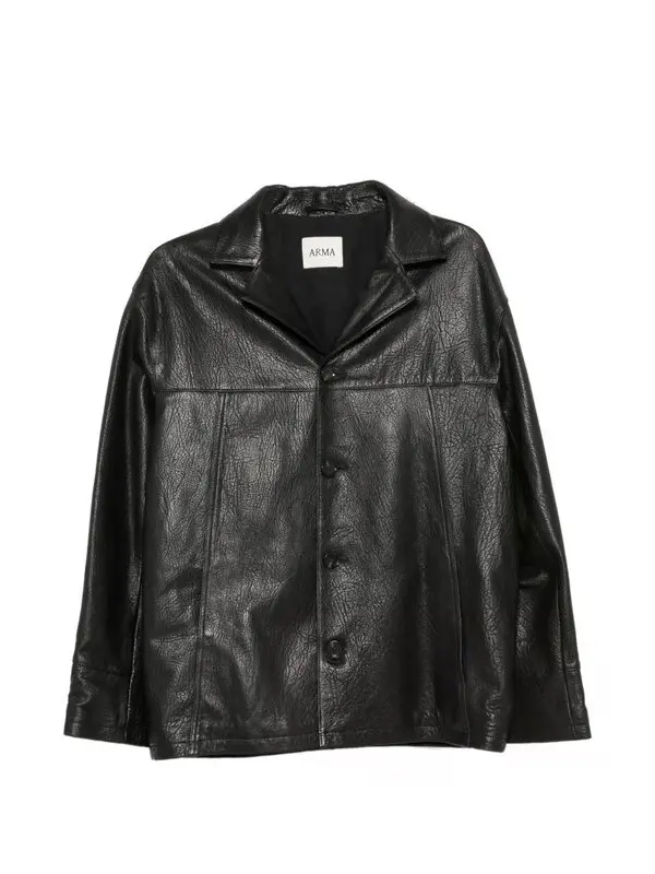 ARMA Leather Button-up Jacket - Black