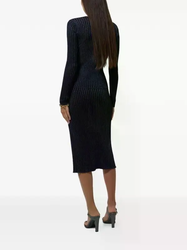 Missoni Ribbed Viscose Lamé Midi Skirt With Slit